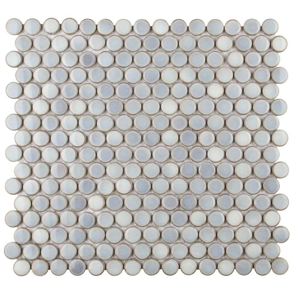Merola Tile Hudson Penny Round Grey Eye 12 in. x 12 in. Porcelain Mosa ...