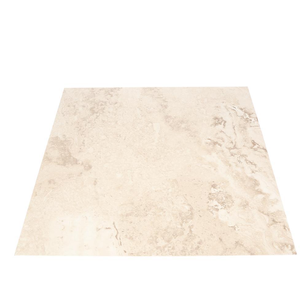 TrafficMASTER Groutable 18 in. x 18 in. Light Travertine Peel and Stic ...