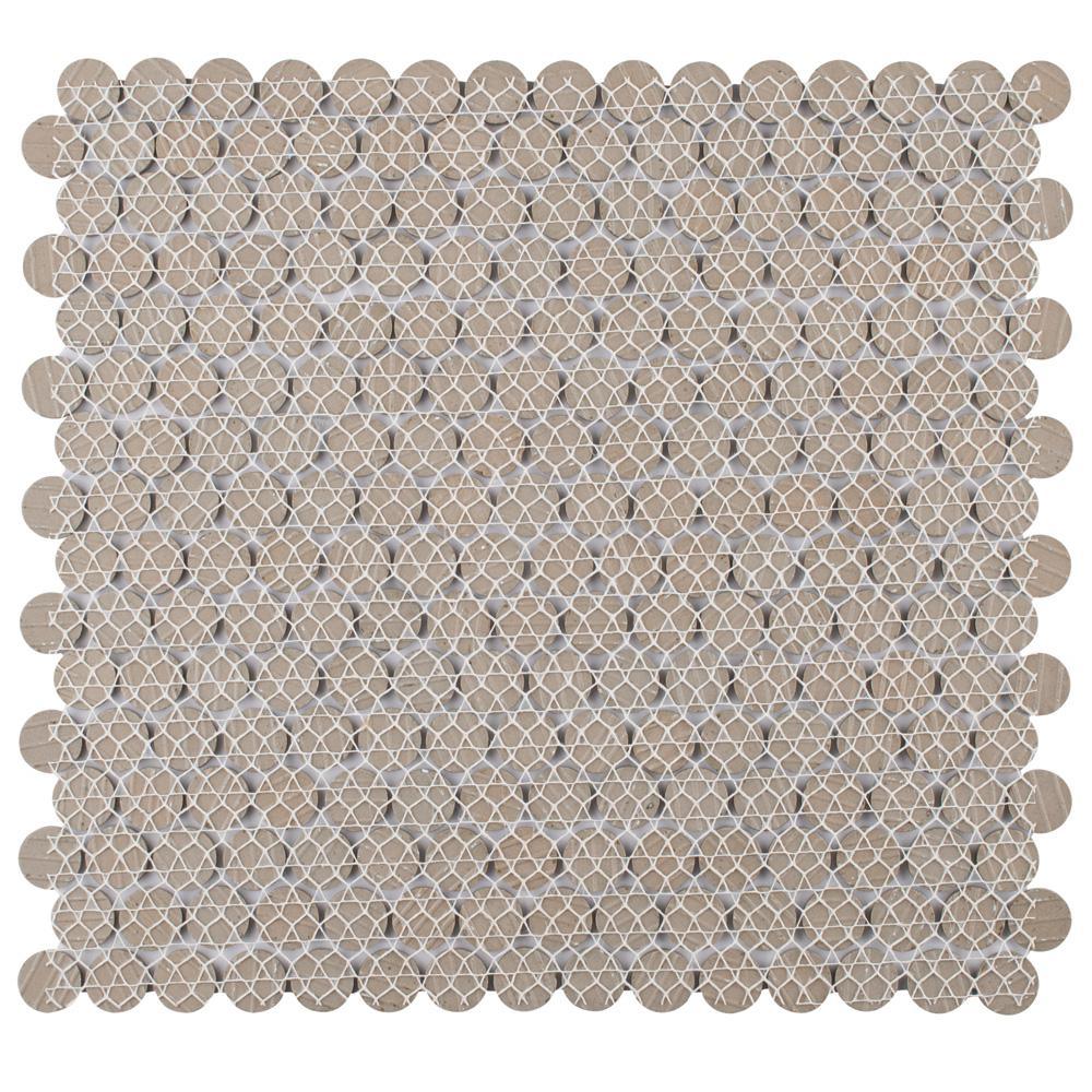Merola Tile Hudson Penny Round Grey Eye 12 in. x 12 in. Porcelain Mosa ...
