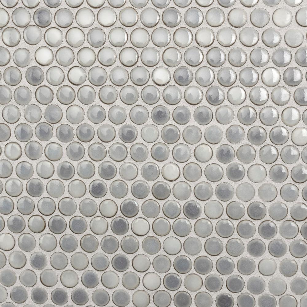Merola Tile Hudson Penny Round Grey Eye 12 in. x 12 in. Porcelain Mosa ...